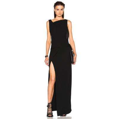 China Open Back Elegant Women'S Casual Dresses Summer Black Sleeveless Sexy Dress for sale
