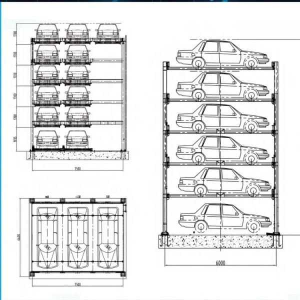 Quality Space Saving Semi Automatic Puzzle Parking System with 6 Layers and 10350mm for sale