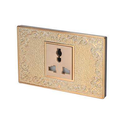 China Model 3 Luxury Gold Pin PC Wall Socket Living Room PC Light Home Room Wall Socket for sale