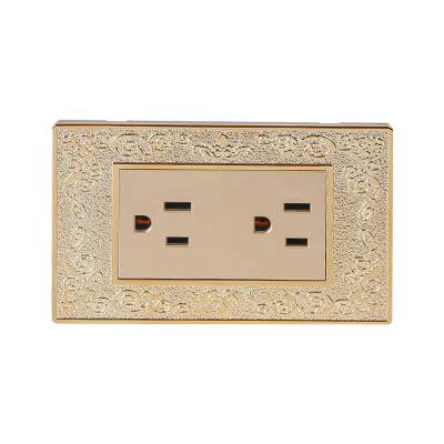 China American PC Living Room Wall Socket Switch PC Material 6 Pin Double Socket Power Socket for sale