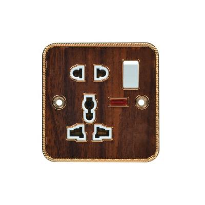 China 1 Gang Multipurpose Universal Switch 5 Pin 13A Power Socket Wall Outlet Socket With Neon Lamp for sale