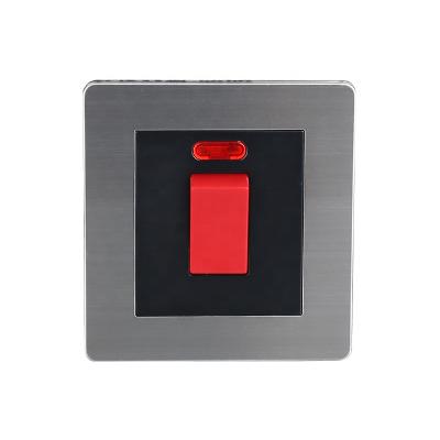 China Wall Switch Household 86mm*86mm Single High End Stainless Steel 25A Power Supply Indicator Wall Mounted Neon Switch for sale