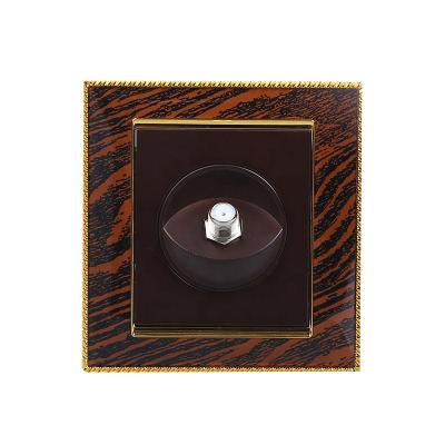 China Non-contact Screen Simple And Modern Style Acrylic Brown TV Socket 86x86mm Satellite Socket for sale