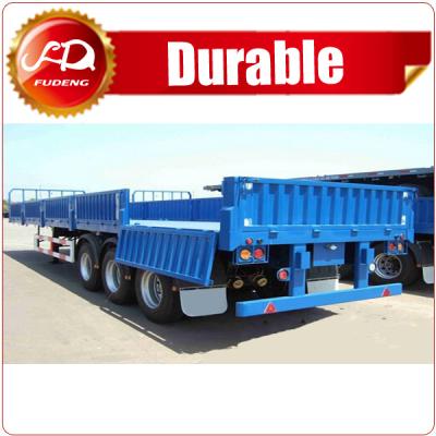 China 40ft 60 ton Tri-axle Semi Sidewall Flatbed Trailer , Flatbed Trailer with Side Wall detachable for sale
