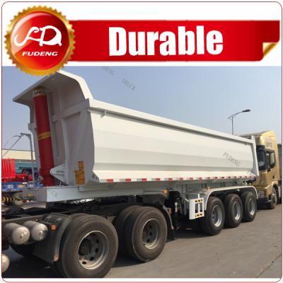 China 3 axles Cylinder End Tipper Truck Trailer / 50 tons Rear Dump Tipper semi trailer for sale
