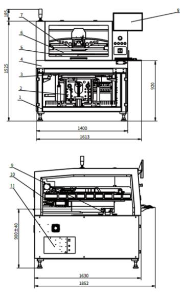 T9 SMT solder paste printer showing full machine assembly and components