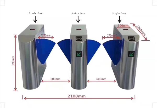 Quality Blue Wing DC Motor 600mm Waist Height Turnstiles for sale