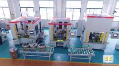 Front loading washing machine drum assembly line