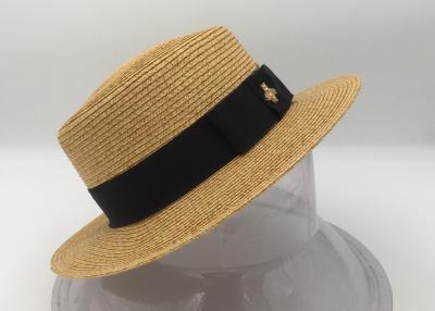 China Men Womens Floppy Summer Sun Hat Beach Cap Wide Brim Straw Hats with Black Band for sale