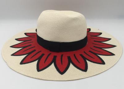 China Women’s Bold Cursive Embroidered Adjustable Beach Floppy Sun Hat for sale