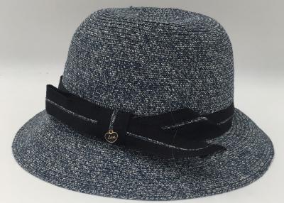 China Women's Lovely Classy Bowtie Accent Straw Bucket Sun Hat for sale
