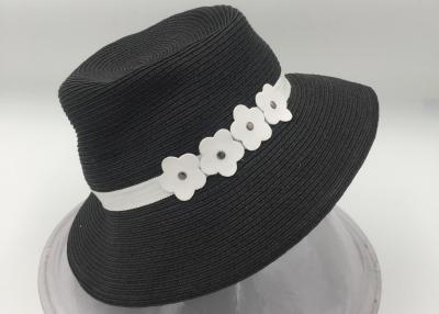China Fashion Flower Décor Lace Ribbon Wide Brim Caps Summer Beach Sun Protective Hat Fedora Straw Hats for Women for sale