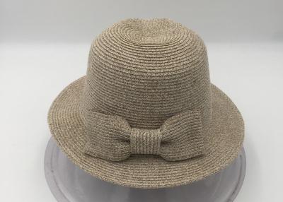 China Women's Pretty Vintage Foldable Straw Hat w/Large Accent Bowtie for sale