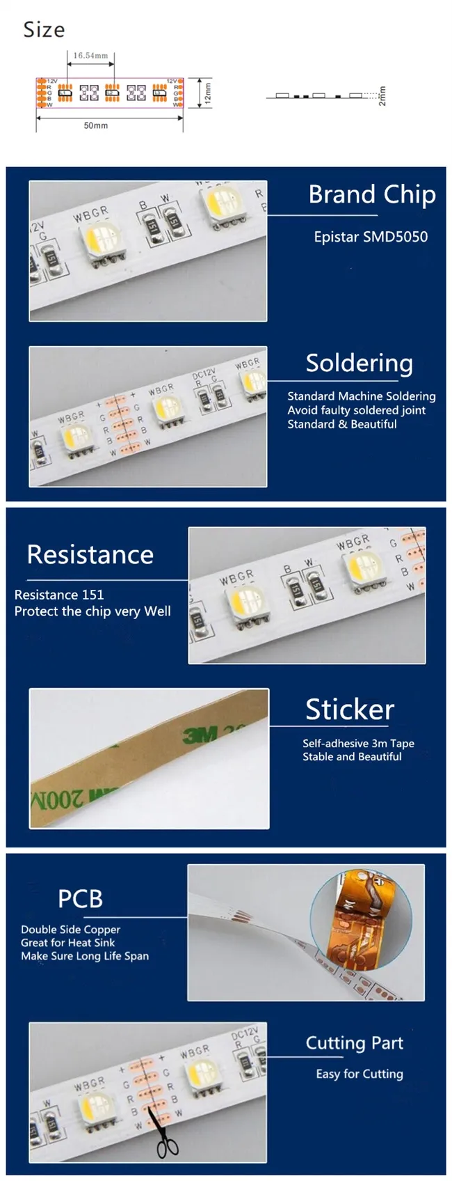 12V/24V 5050 RGBW 4 in 1 Chips RGBW LED Strip