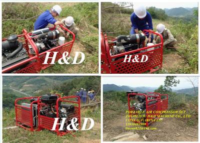 China Our exported light weight portable air compressor used for mountains area, working with protable drilling rig, for sale