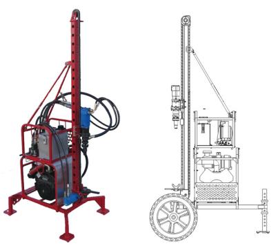 China Wheel Type Man Portable Drilling Rig, for shot hole drilling, seismic drilling project, modular design with light weigh for sale