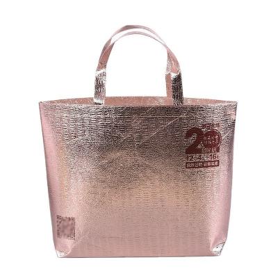 China Portable Lamination Non-Woven Packaging Bag for Grocery and Rose Gold Eco PP Material for sale