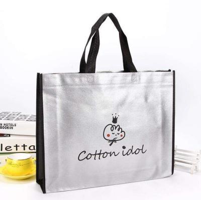 China Non-Woven Fabric Bag Custom LOGO Printing Laser Metal Film Tote Bag for Scarves Shawls for sale