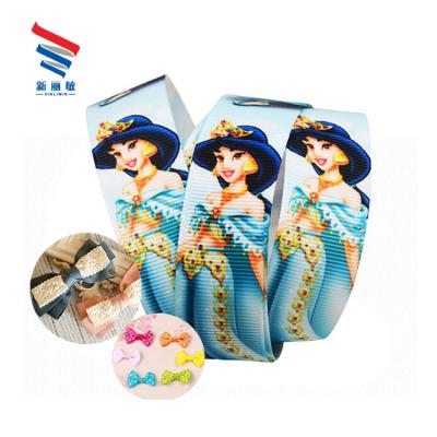 China Girls Printed Cartoon Character Grosgrain Ribbon for Hair Tie Pattern Solid Color for sale