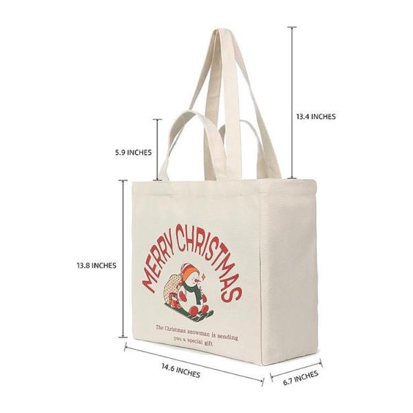 Quality Heavy-duty Shopping Tote Custom Christmas Canvas Reusable Grocery Bag with Long for sale