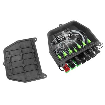 Cina Casella di distribuzione in fibra ottica ABS nera con connettori SC per 1*12 Splitter in vendita