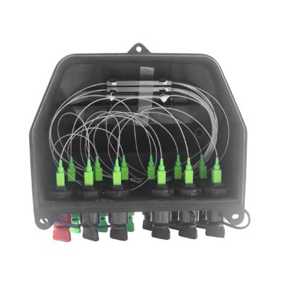 Cina Casella di distribuzione in fibra ottica ABS nera con connettori SC per 1*12 Splitter in vendita