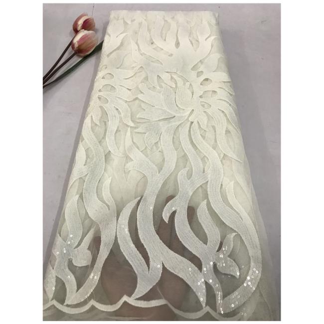 Beautiful sequins lace fabric embroidery french lace fabric for wedding tulle white lace fabric for women Austria clothing
