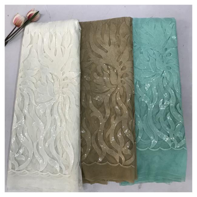 Beautiful sequins lace fabric embroidery french lace fabric for wedding tulle white lace fabric for women Austria clothing