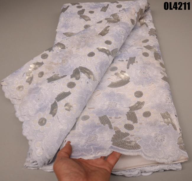 Luxury organza lace sequins lace embroidery afbrican lace fabric bridal wedding dress