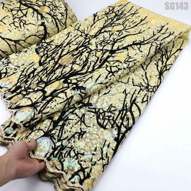 New arrival Unique shiny  flocking velvet lace with sequins Senegal dress Ghana fabric african lace wedding dress  abaya fabric