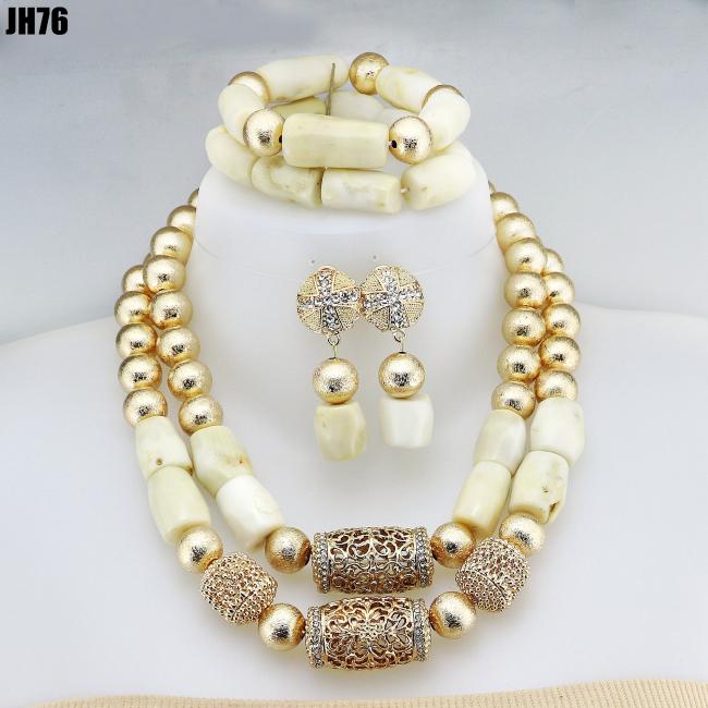 Good quality Elegant African Beads Jewelry Sets Senegal/ghana Wedding Handmade Jewelry Women's Golden Wedding Jewelry Sets