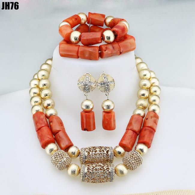 Good quality Elegant African Beads Jewelry Sets Senegal/ghana Wedding Handmade Jewelry Women's Golden Wedding Jewelry Sets