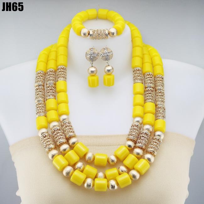 2023 Good quality Elegant African Beads Jewelry Sets Senegal/ghana Wedding Handmade Jewelry Women's Golden Wedding Jewelry Sets