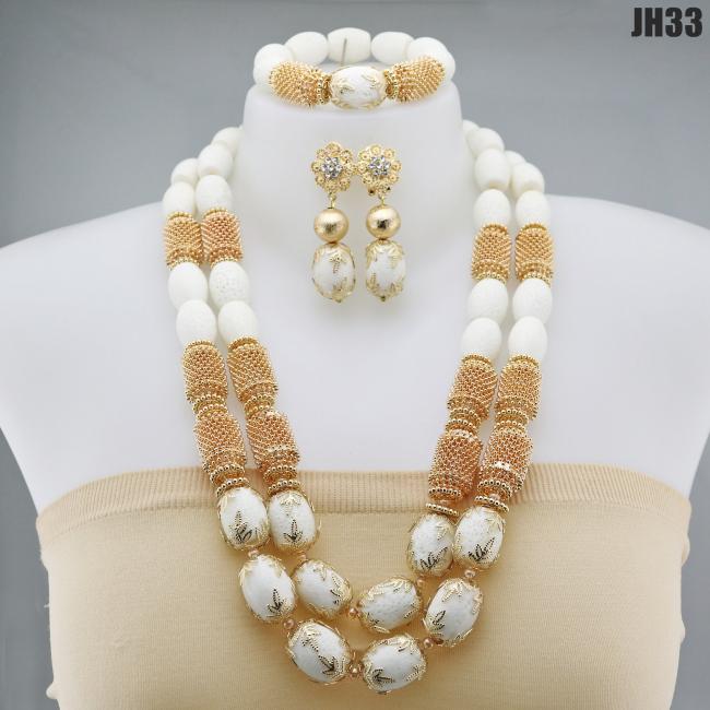 Supoo African Beads Jewelry Sets Senegal/ghana Wedding Handmade Jewelry Women's Golden Wedding Jewelry Sets Gold Plated 18k JH35