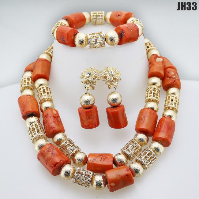 Supoo African Beads Jewelry Sets Senegal/ghana Wedding Handmade Jewelry Women's Golden Wedding Jewelry Sets Gold Plated 18k JH35