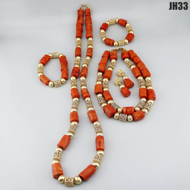 Supoo African Beads Jewelry Sets Senegal/ghana Wedding Handmade Jewelry Women's Golden Wedding Jewelry Sets Gold Plated 18k JH35