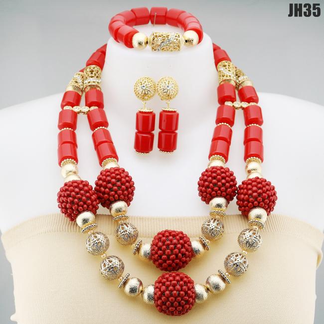 Supoo African Beads Jewelry Sets Senegal/ghana Wedding Handmade Jewelry Women's Golden Wedding Jewelry Sets Gold Plated 18k JH35