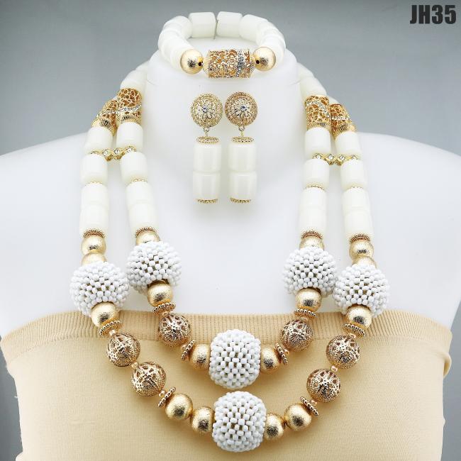 Supoo African Beads Jewelry Sets Senegal/ghana Wedding Handmade Jewelry Women's Golden Wedding Jewelry Sets Gold Plated 18k JH35