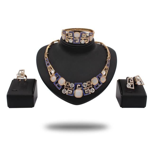 Necklace jewelry african beads earrings wedding golden jewelry ring golden necklace for bridal accessories party