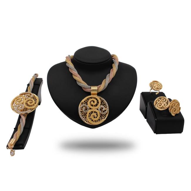 Necklace jewelry african beads earrings wedding golden jewelry ring golden necklace for bridal accessories party