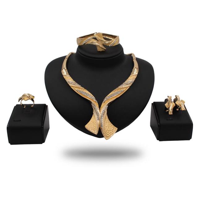 Necklace jewelry african beads earrings wedding golden jewelry ring golden necklace for bridal accessories party
