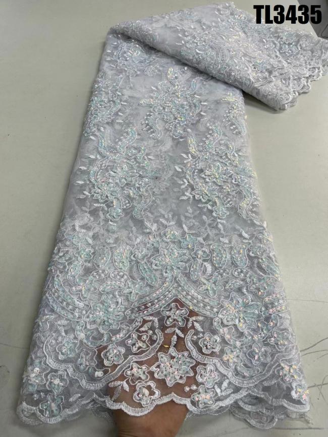2023 Nigeria Best selling emerald green flowers embroidery African tulle net lace fabric for party dress