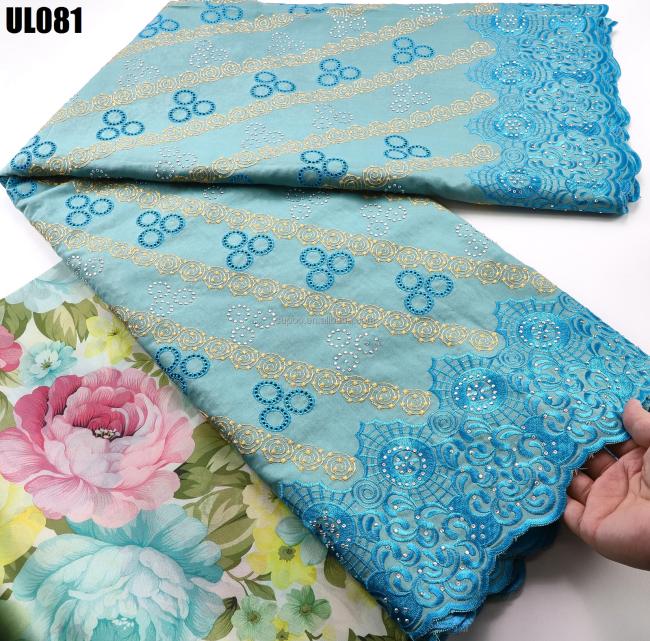 african lace fabric nigerian dress for lady dress embroidery cotton fabric Allover Czech Stones  voile lace senegal cotton lace