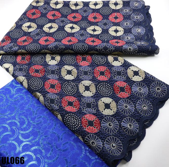Supoo 100% cotton fabric embroidery  fabric Allover Czech Stones  voile lace for african fashion clothing fabric