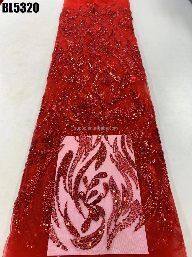 top-end Handmade embroidery beaded bridal lace Guatemala evening dress heavy Handmade embroidery beaded bridal lace fabric