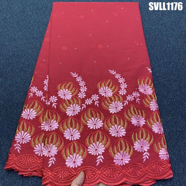 Newest soft high quality 100% cotton fabric embroidered handmade swiss voile lace Nigerian style for women dressing
