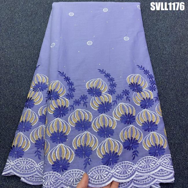 Newest soft high quality 100% cotton fabric embroidered handmade swiss voile lace Nigerian style for women dressing