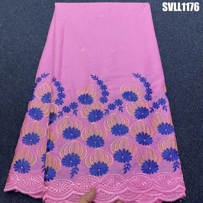 Newest soft high quality 100% cotton fabric embroidered handmade swiss voile lace Nigerian style for women dressing
