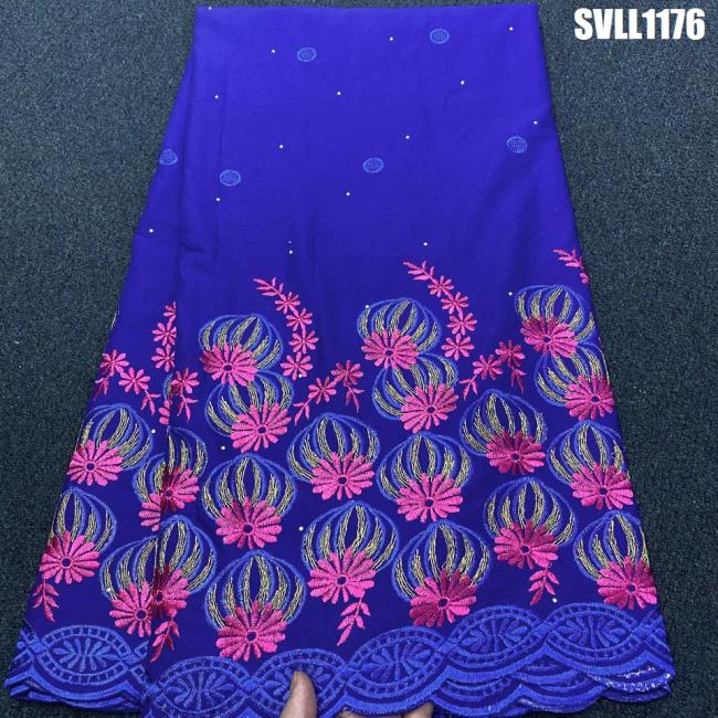 Newest soft high quality 100% cotton fabric embroidered handmade swiss voile lace Nigerian style for women dressing