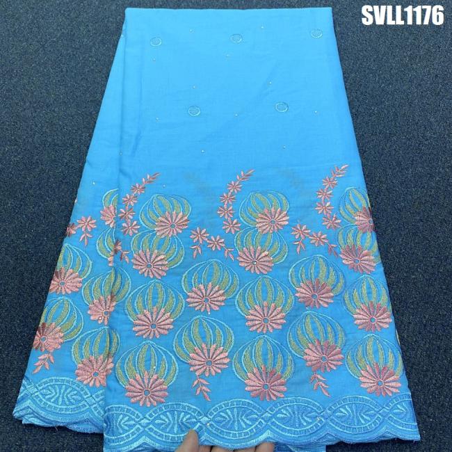 Newest soft high quality 100% cotton fabric embroidered handmade swiss voile lace Nigerian style for women dressing